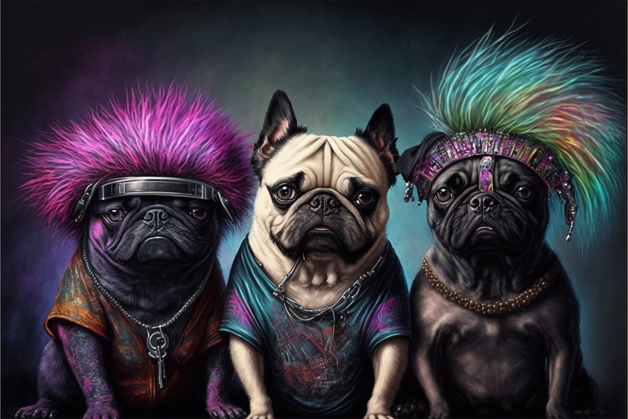 24x36 gallery poster, Punk Rock Pugs p3 - Walmart.com