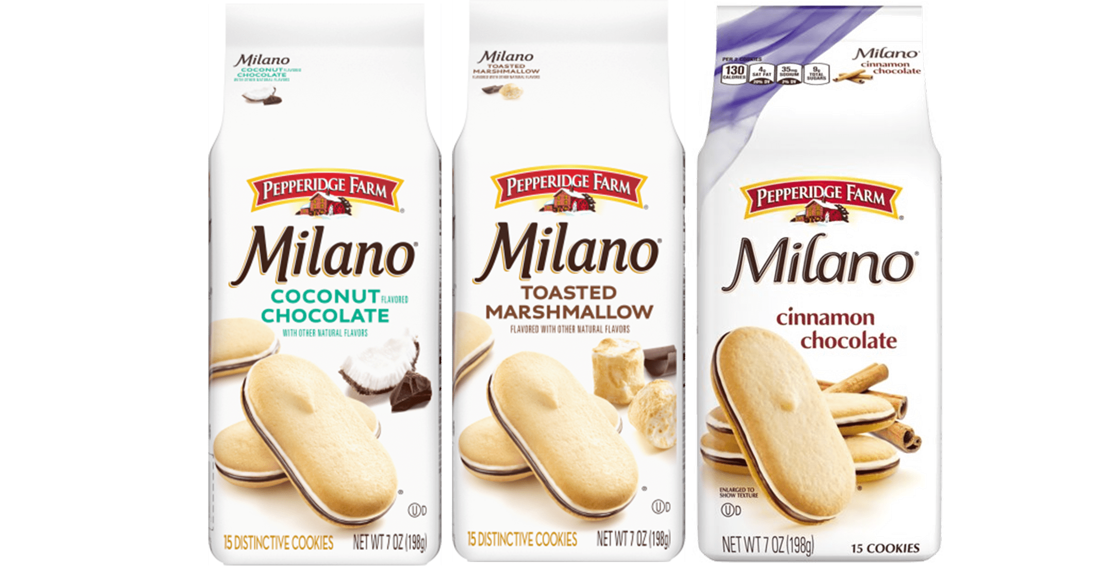 Pepperidge Farm Milano Chocolate Coconut, Marshmallow & Cinnamon ...