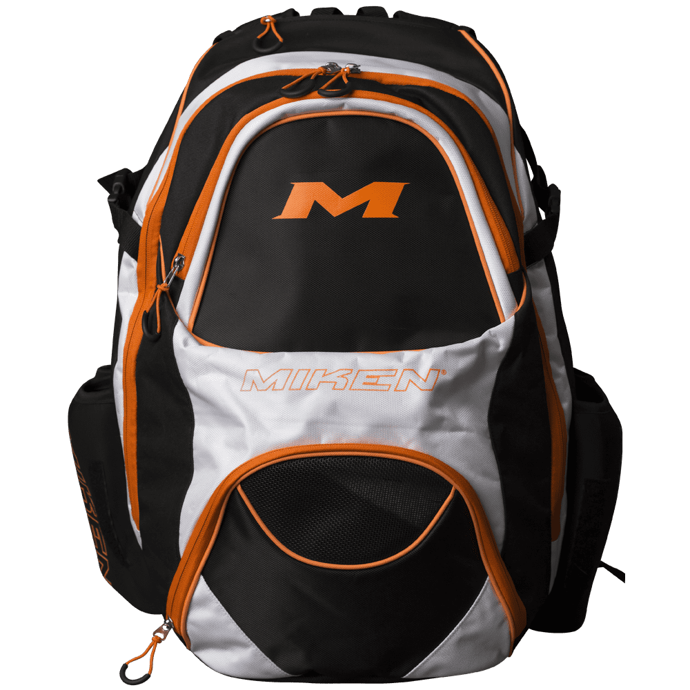 Miken Players XL Slowpitch Softball Backpack (Black/White/Orange ...