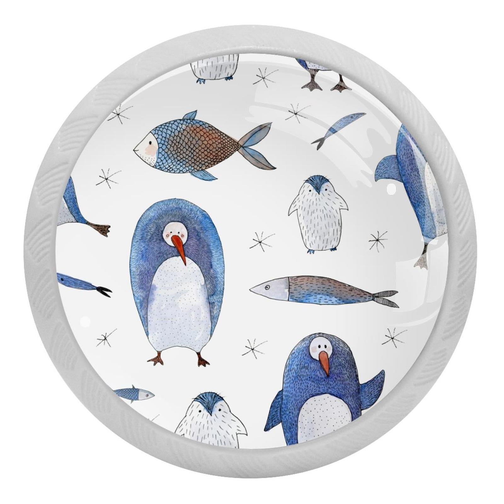 4PCS Round Penguin Cabinet Fluorescence Knob Glowing in the Dark ...