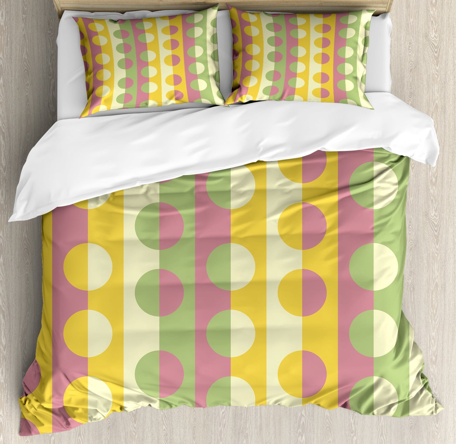 Abstract Duvet Cover Set, Retro Textured Circle Geometric Shapes over ...