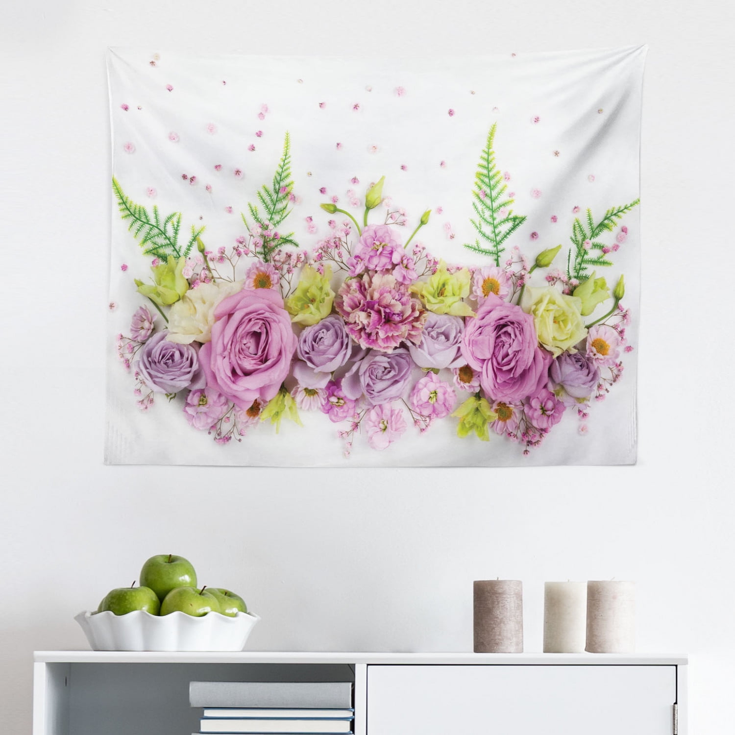 Vintage Rose Tapestry, Valentines Romantic Photo of Flower Heart Shaped ...