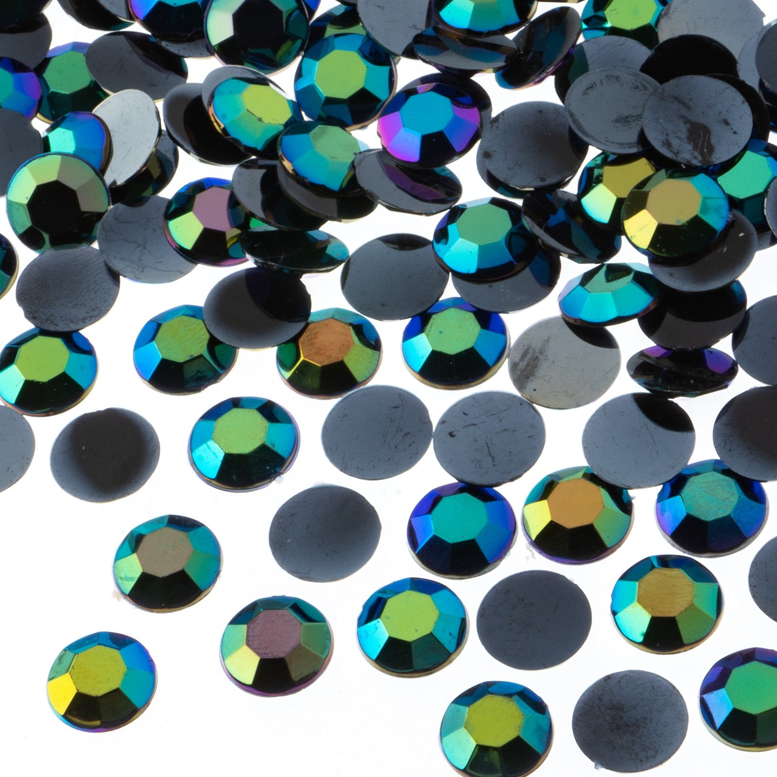 John Bead 500-Piece 10mm (SS45) | Black AB Acrylic Round Flat Back ...