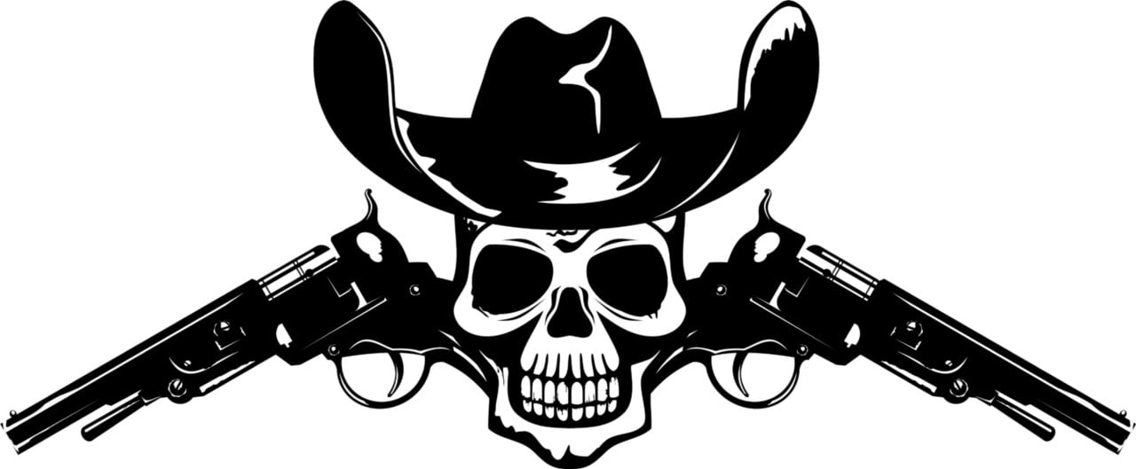 Skull With Gun Picture Art Boys Bed Room - Peel & Stick Sticker - Vinyl ...