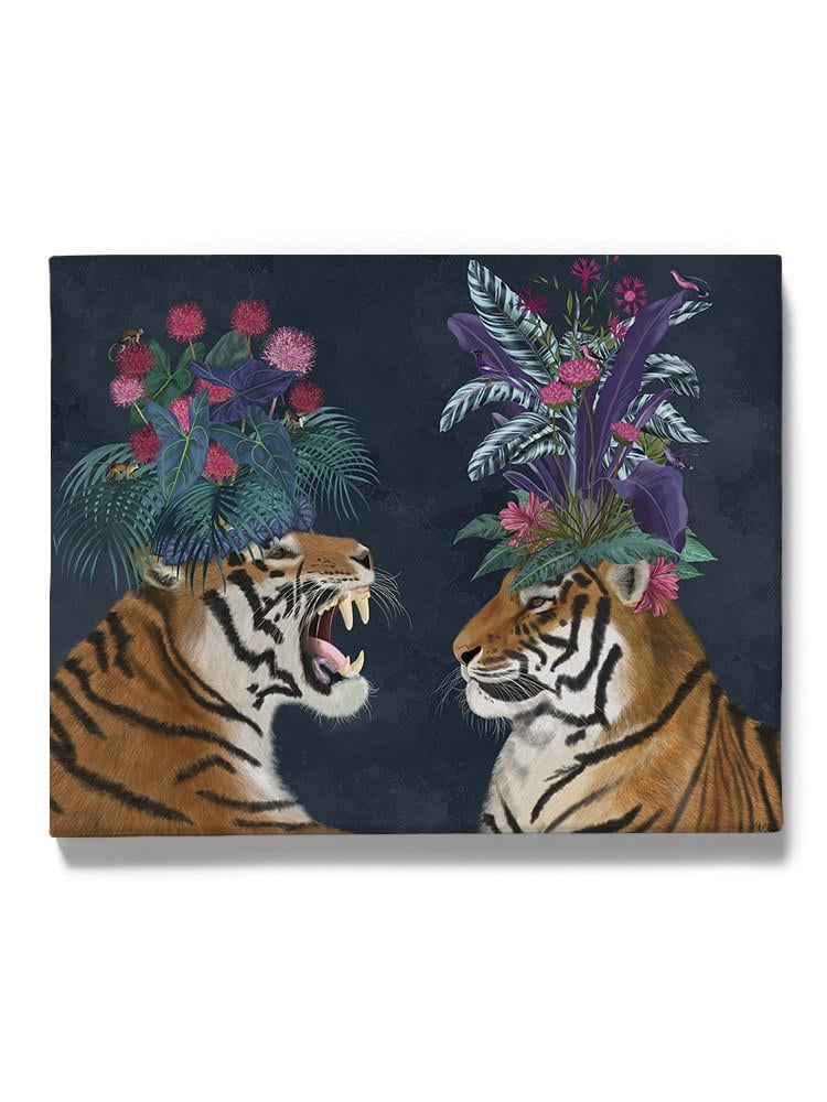 Hot House Tigers, Pair, Dark Wrapped Canvas -Fab Funky Designs ...