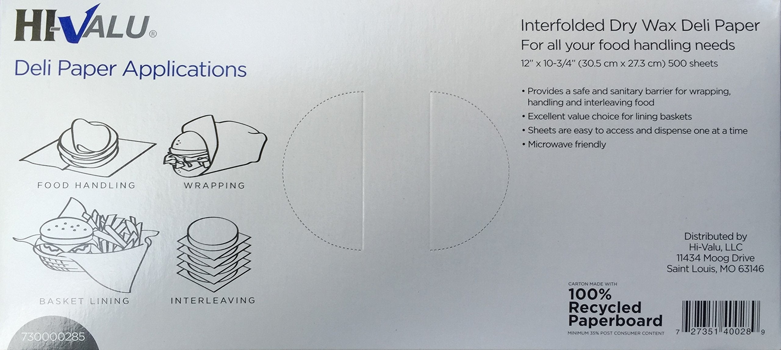 Interfolded Dry Wax Deli Paper / Food Liner, 12 Inch X 10 3/4 Inch (500 ...