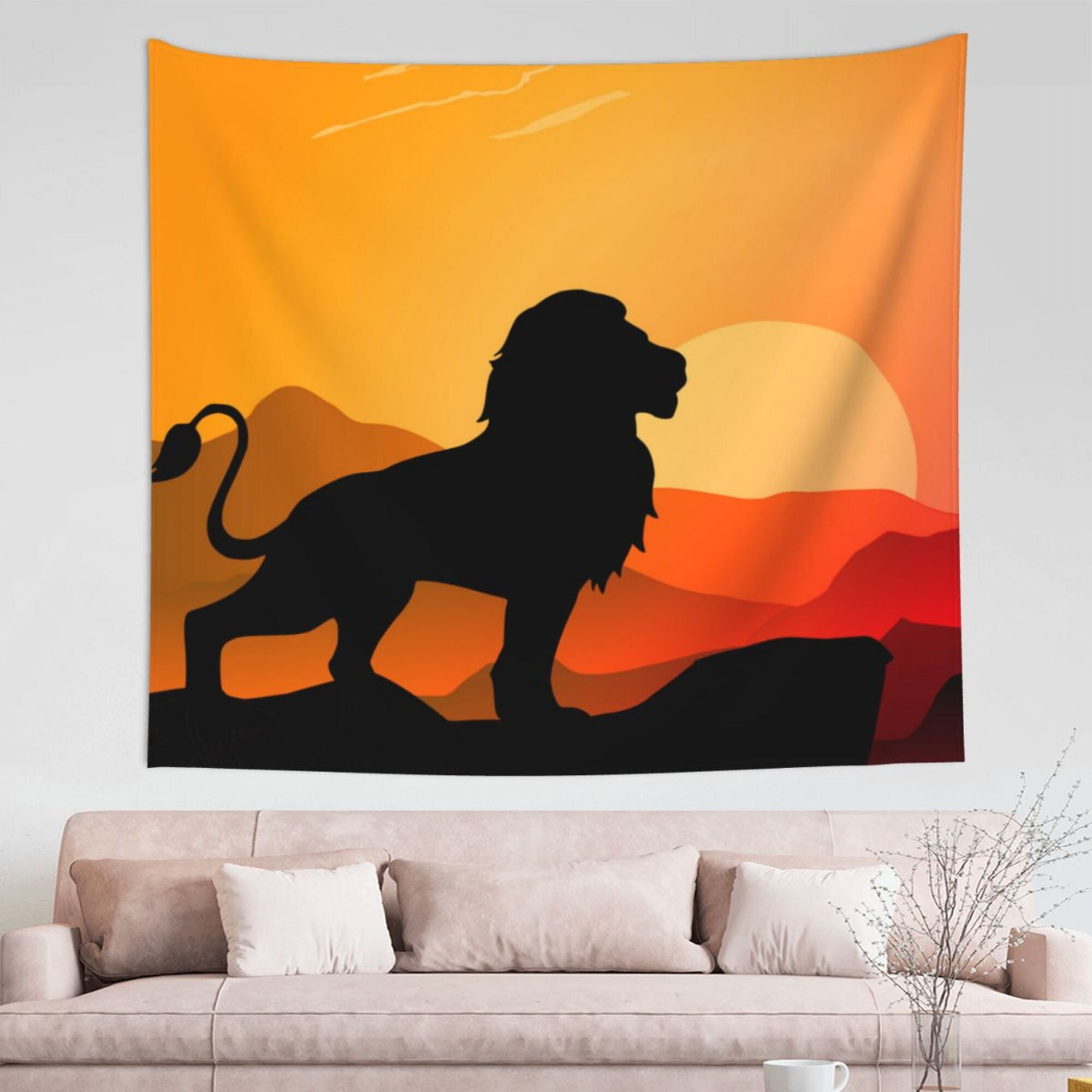 Sunset Lion King Tapestry, lion，sunset Style Wall Decor Home Decor ...