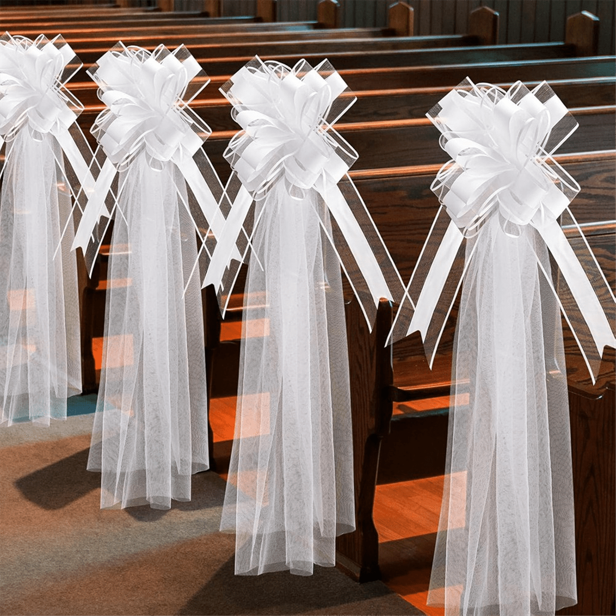 Click here for Unbranded Large White Wedding Pew Bows With Long T... prices