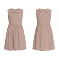BRGZLK Girls Linen Dress Summer Solid Color Peter Pan Collar Sleeveless ...