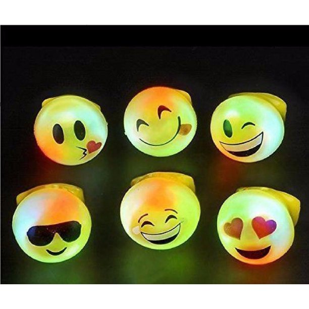 Party Favors Girls/Boys Emoji Emotion Topper 24 Bright Flashing Emoji ...