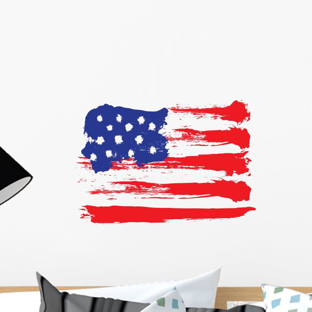 Grunge American Flag Wall Decal by Wallmonkeys Peel and Stick Graphic ...