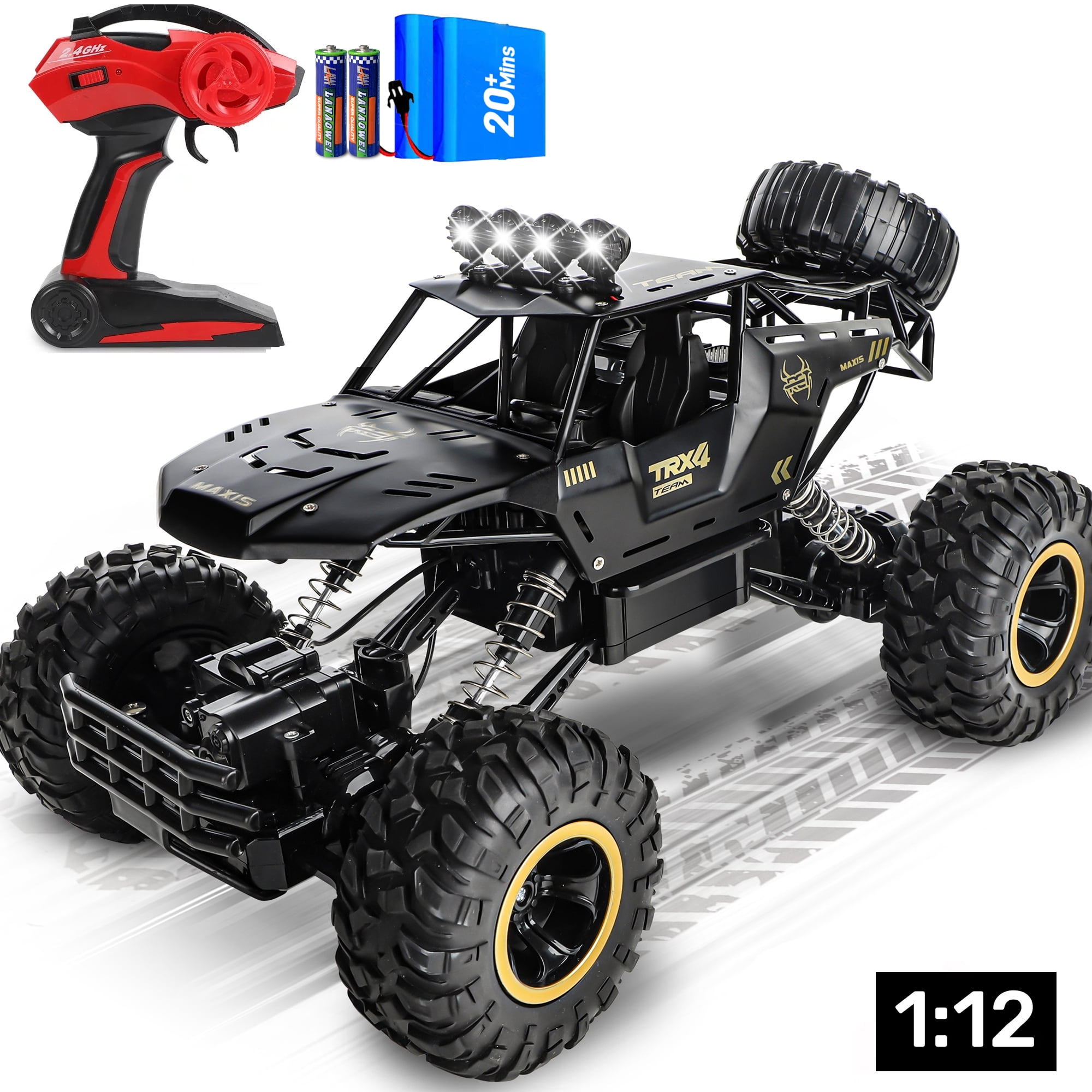 Wisairt Large RC Cars, 1:12 4WD Large Remote Control Monster Truck 2.4 ...