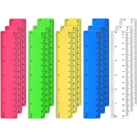 15pcs Color Transparent Ruler, 15cm 6Inch Straight Ruler with ...