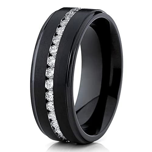 Black Titanium Wedding Ring,Titanium Wedding Band,8MM Wedding Ring ...