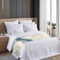 Abstract Wave Effect Bed Runner Scarf, Watercolor Blue Stripe Queen Bed ...
