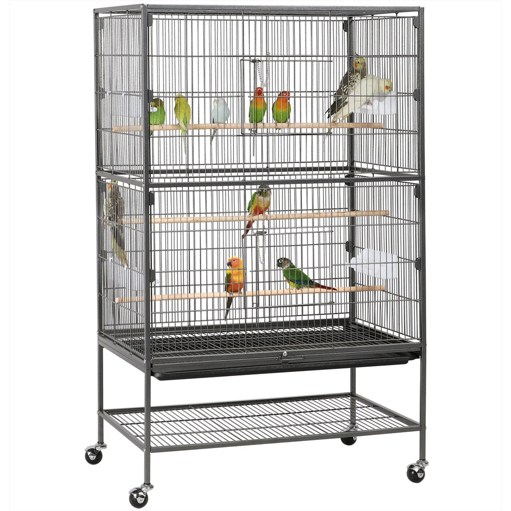 SMILE MART 52" Large Metal Rolling Bird Cage Parrot with Perches ...