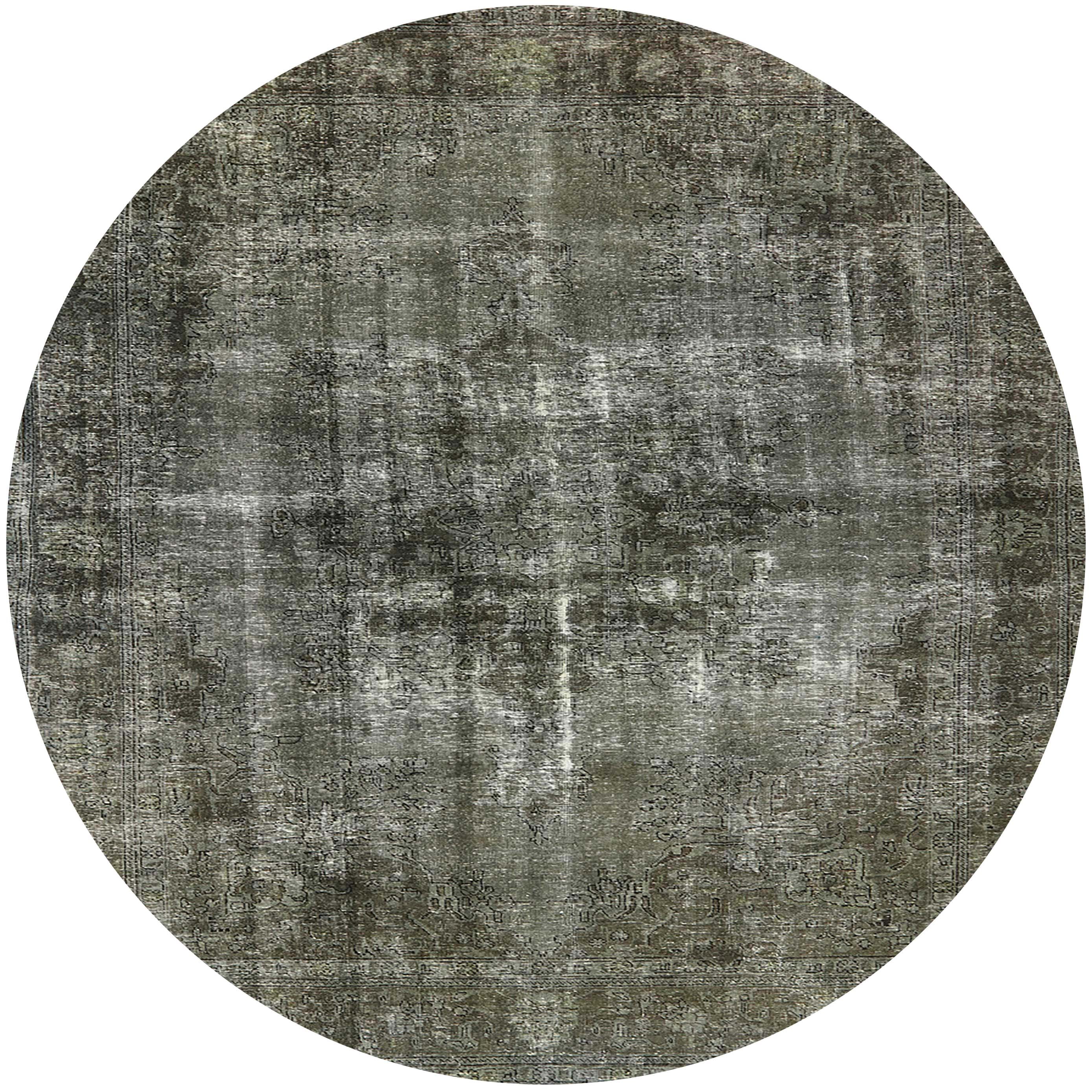 Ahgly Company Indoor Round Mid-Century Modern Sage Green Oriental Area ...