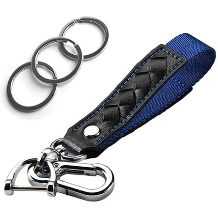 Leather Car Keychain,Sturdy Carabiner Key Chain with 3 Key rings ...