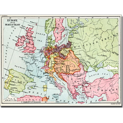 Trademark Art 'Map of Europe After the Peace of Tilsit, 1807' Canvas ...