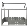 Wood House Bed,Twin Size House Bed Frame with Roof and Fence ...