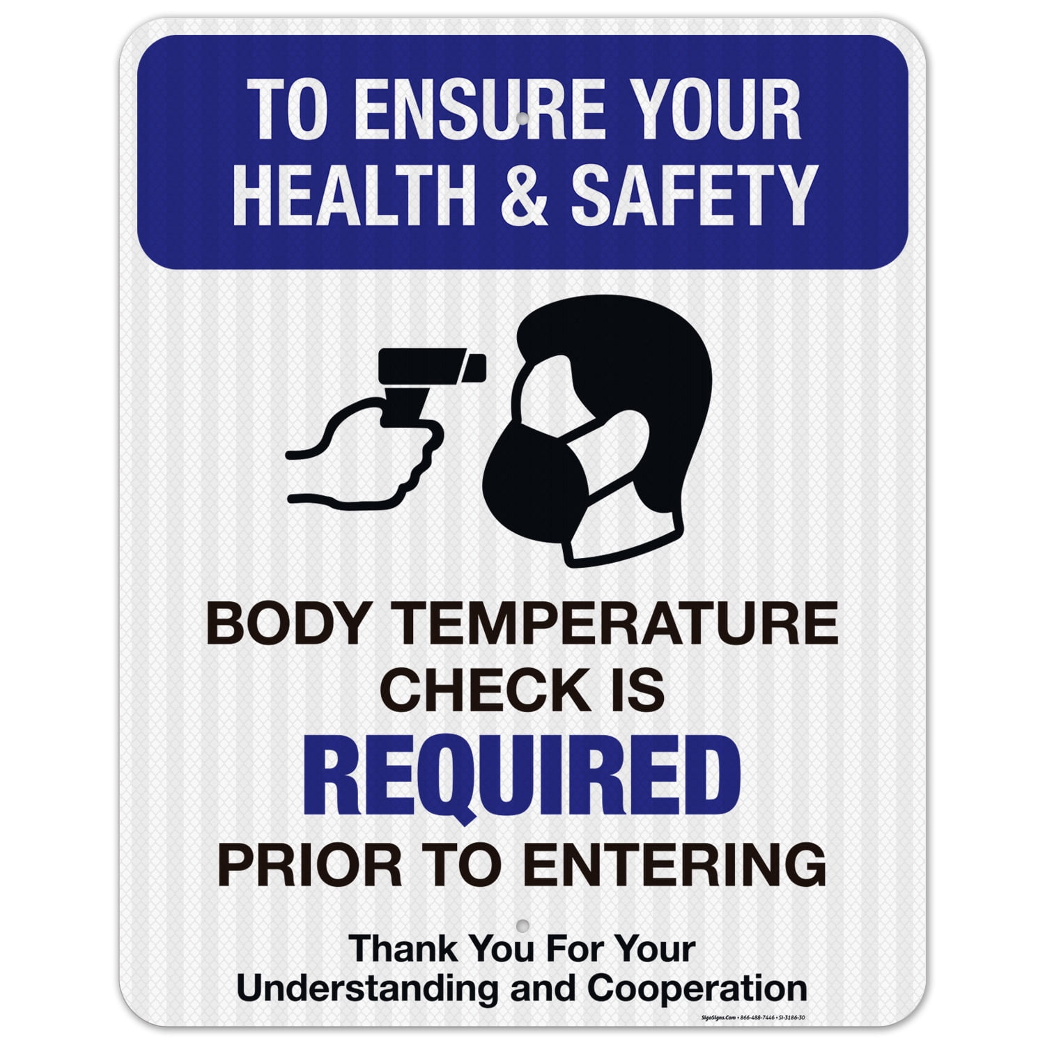 Body Temperature Check Required Sign, Social Distancing Sign, 24x30 ...