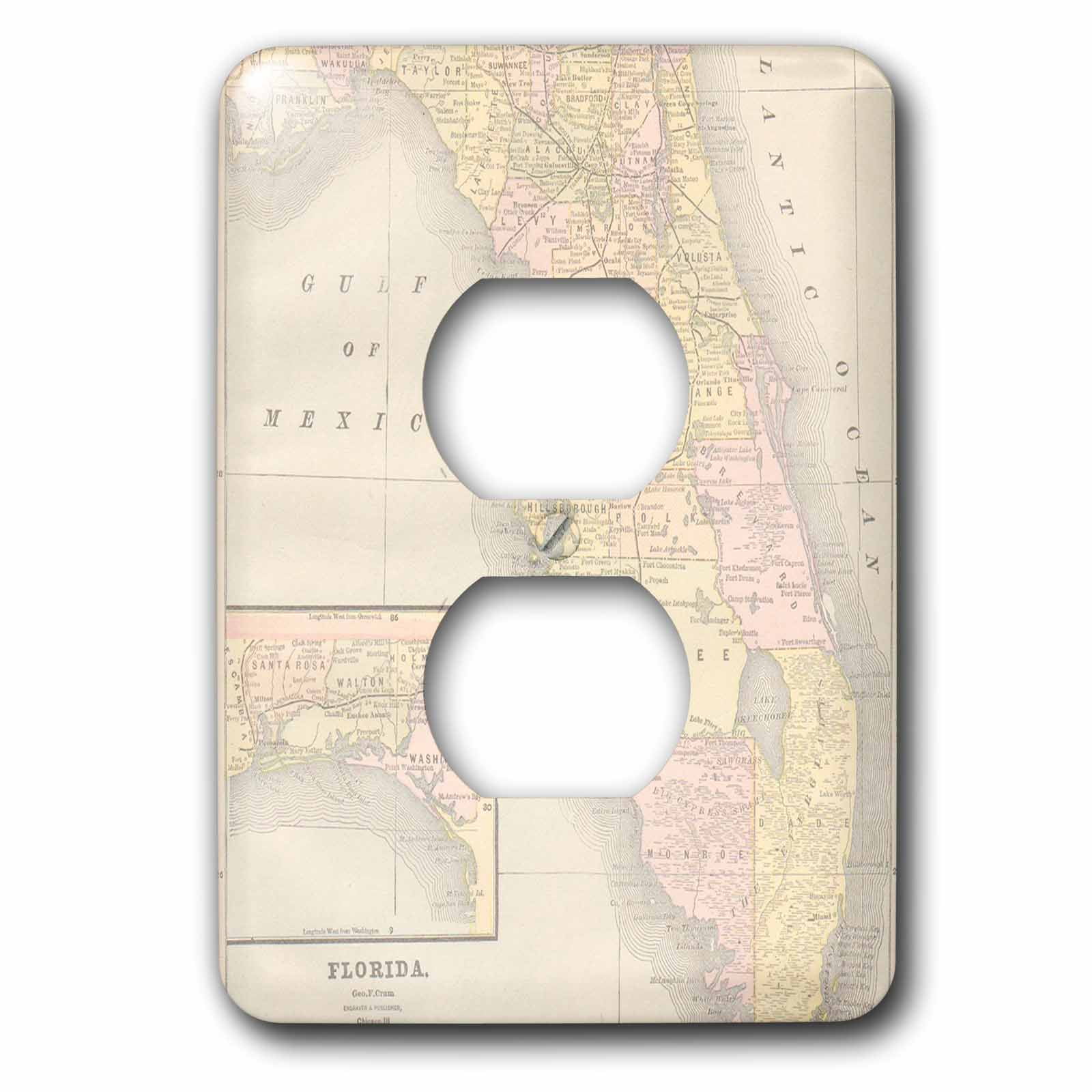 Vintage Florida USA map 2 plug outlet cover lsp-178861-6 - Walmart.com