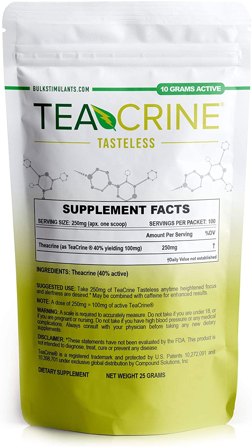 TEACRINE Tasteless Powder: Theacrine Supplement, Nootropic Stimulant ...