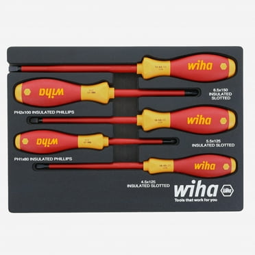 Wiha Insulated SoftFinish Screwdriver Set, Slotted/Phillips, 5Pc ...