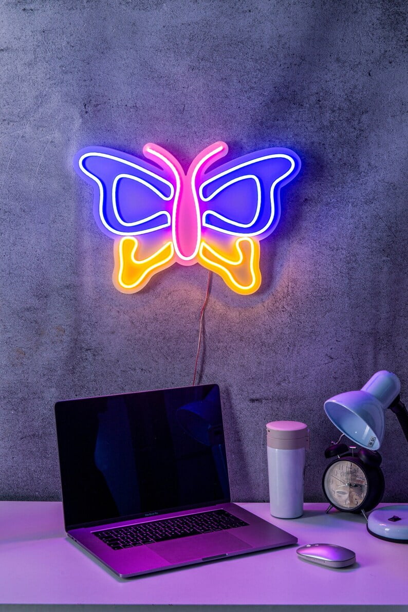 Butterfly Neon Wall Sign Handmade Customized Led Light Decor ...