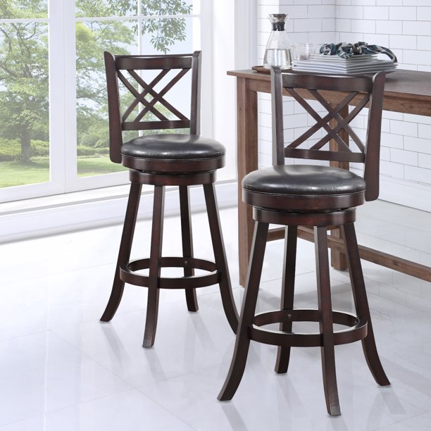 Boraam Porto 29" Swivel Bar Stool, Set of 2, Merlot - Walmart.com