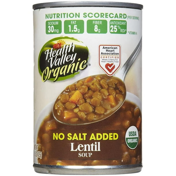 Health Valley Organic Soup No Salt Added Lentil -- 15 fl oz - Walmart.com