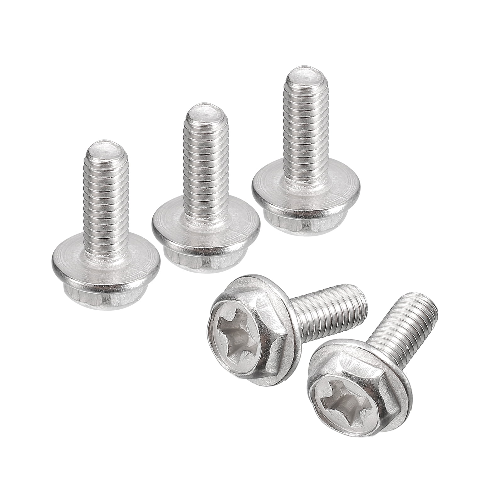 M3x8mm Phillips Hex Head Flange Bolts, 10 Pack 304 Stainless Steel ...