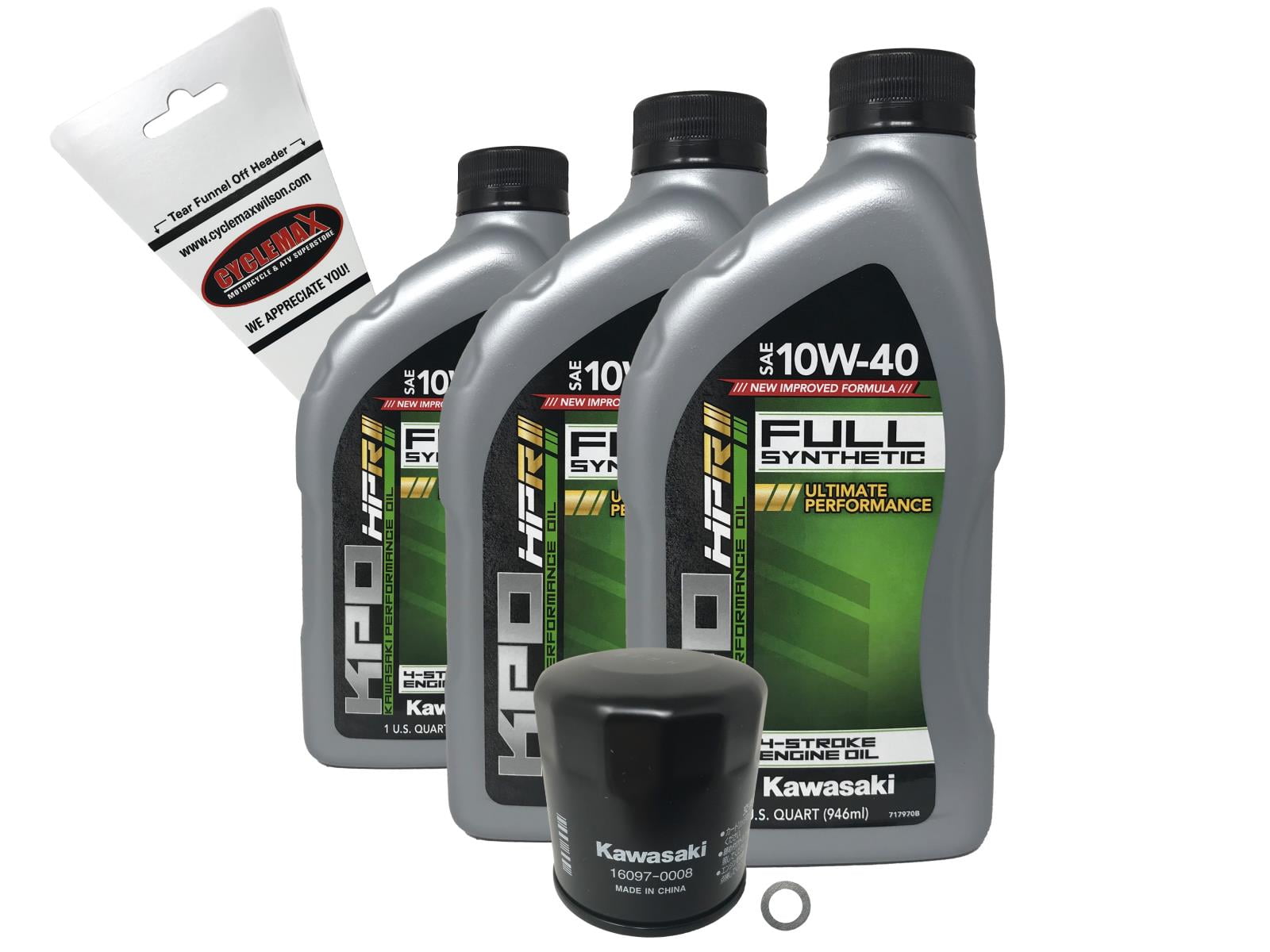 Cyclemax Full Synthetic Motor Oil Change Kit for 2018-2022 Ninja 400 ...