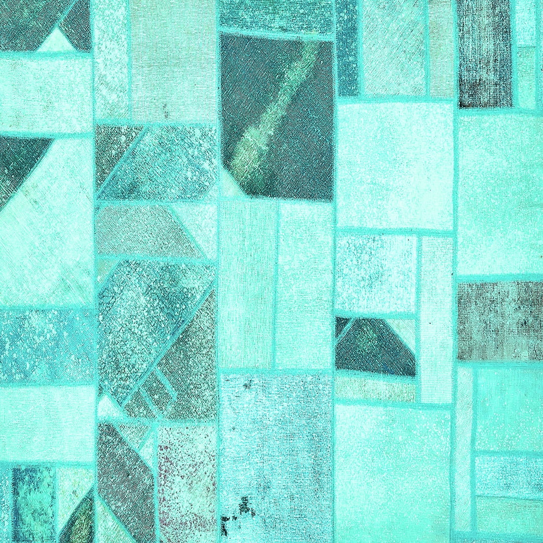 Ahgly Company Machine Washable Indoor Square Patchwork Turquoise Blue ...