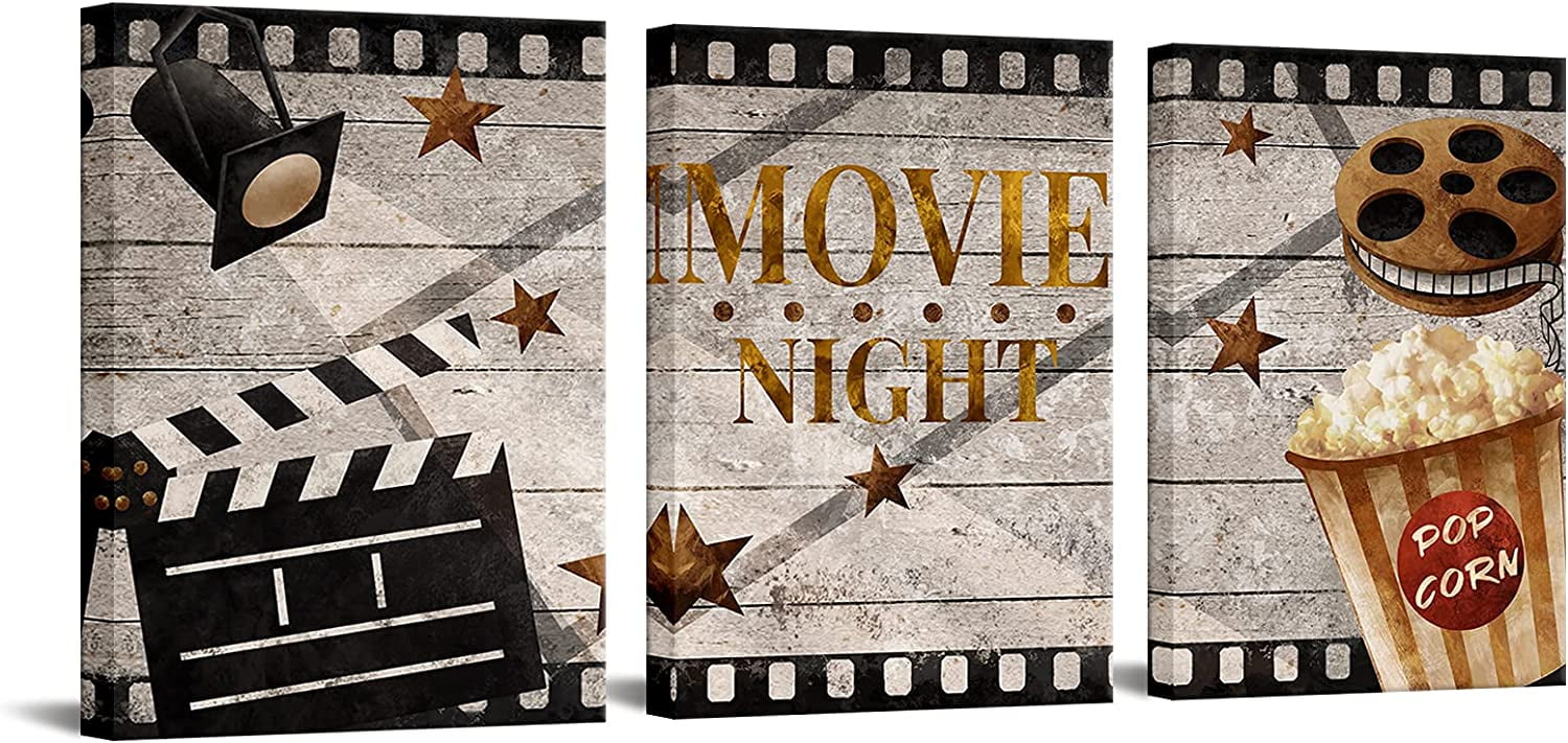 Home Theater Movie Room Decor Canvas Wall Art Movie Night Movie Theatre ...
