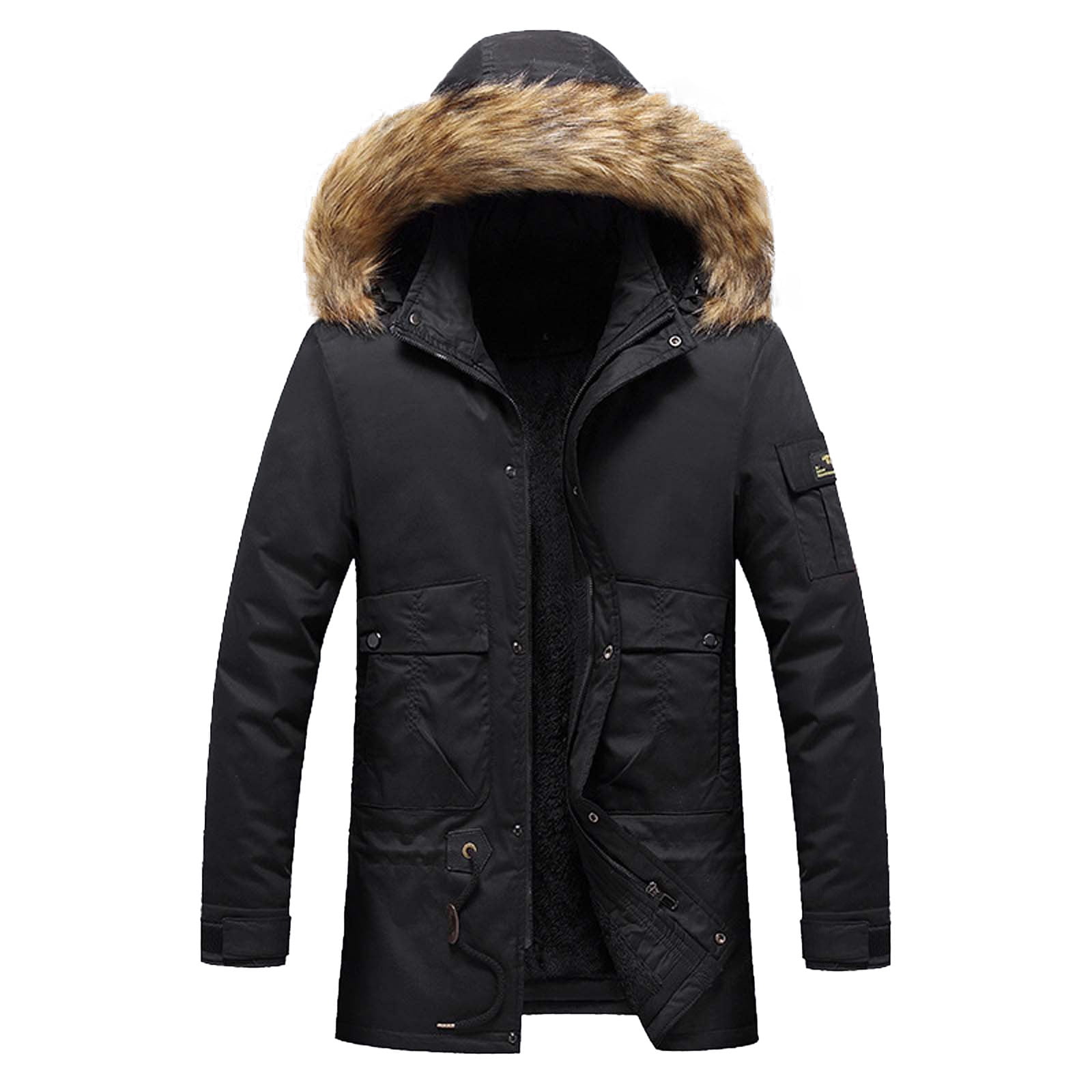 Click here for Toome Mens Winter Hooded Mid Length Coat Jacket St... prices