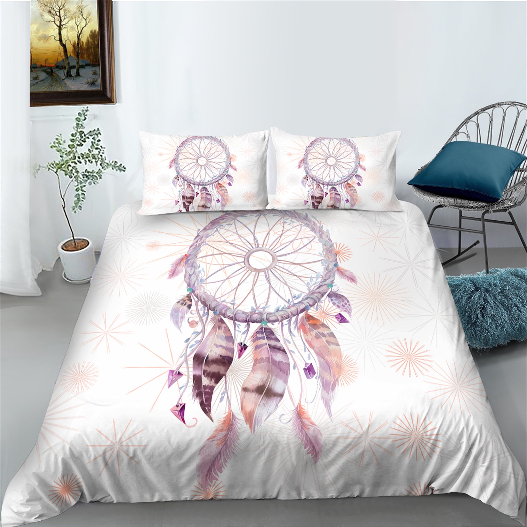 Dream Catcher Printed Unique Design White Comforter Cover Set Girl ...