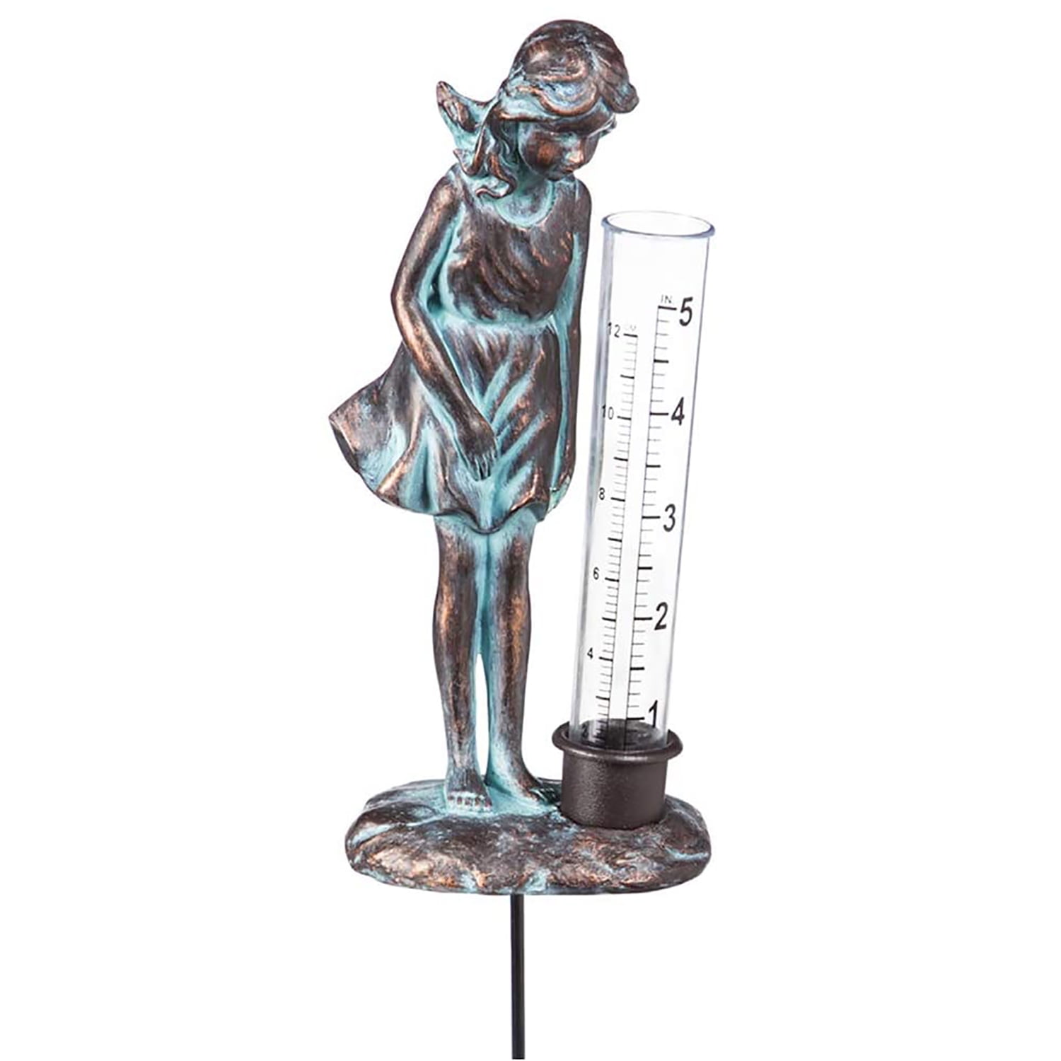 Topadorn Garden Rain Gauge Decor Lady Girl Rain Gauge Stake with ...