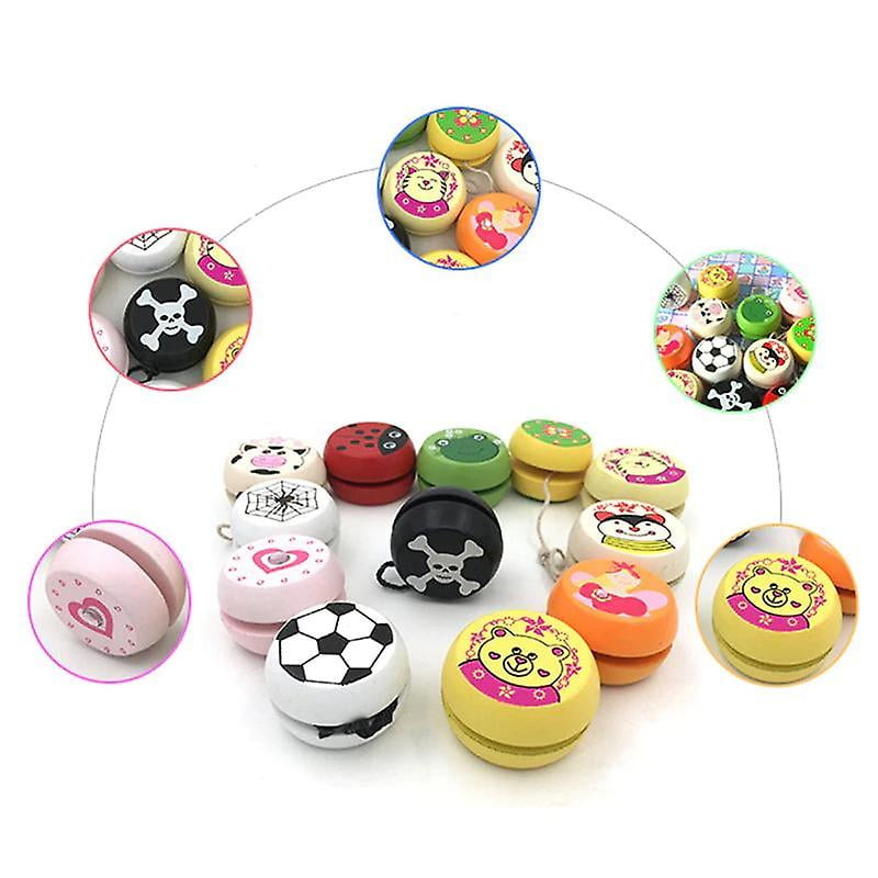 Niños Yoyo Ball Cute Animal Prints Wooden Yoyo Toys Ladybug Toys Kids ...