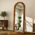 BEAUTYPEAK 21"x 64" Classic Paulownia Wood Framed Arched Full Length ...