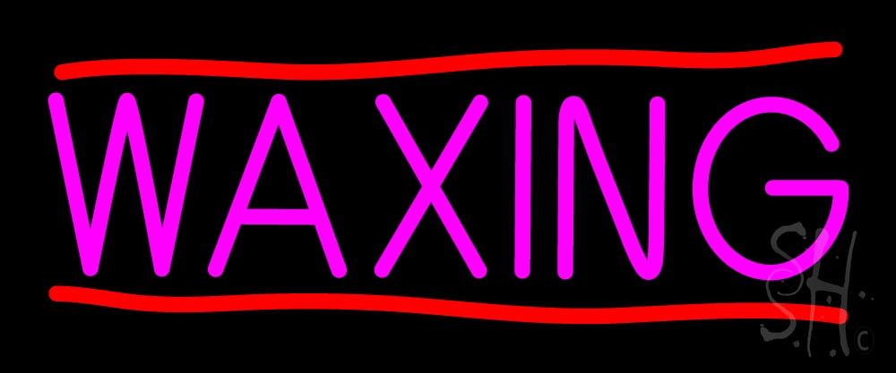 Waxing LED Neon Sign 6 x 15 - inches, Black Square Cut Acrylic Backing ...