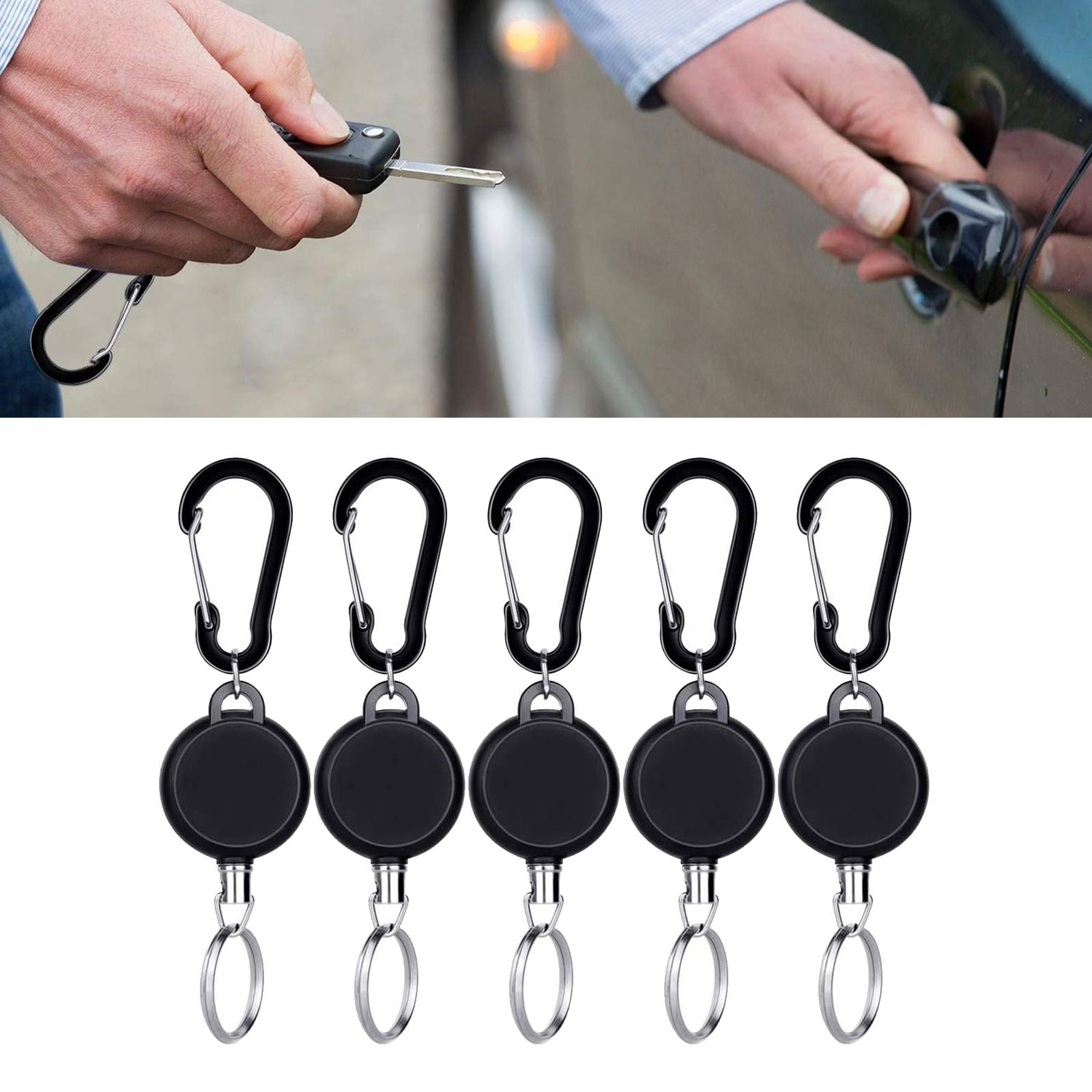 5pccs Retractable Key Chain, Heavy Duty Key Reel Keychain, Extendable ...