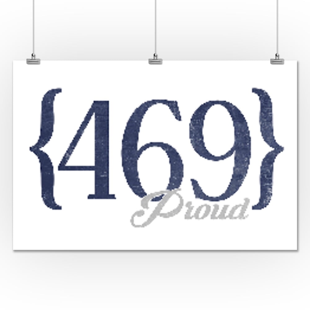 Mesquite, Texas - 469 Area Code (Blue) - Lantern Press Artwork (24x36 ...