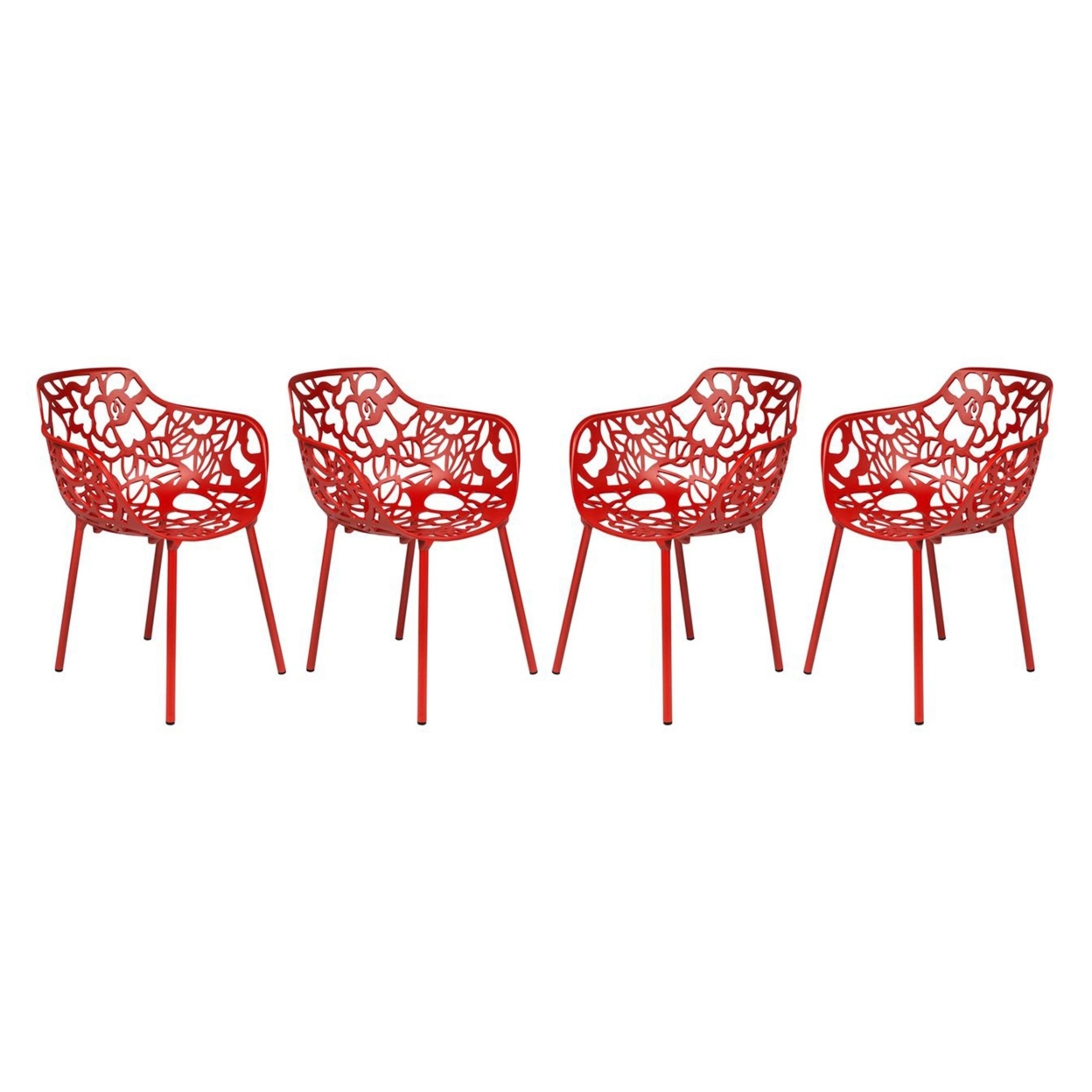 Modern Devon Aluminum Armchair, Set of 4 - Red - Walmart.com