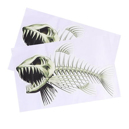 2 Pcs Skeleton Fish Sticker Decals Beautiful Decoration Car Accessories ...