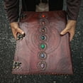 Extra Large 18" Leather Wiccan Journal with 7 Chakra Stones, Book of ...
