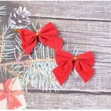 Happon 24 Pcs Mini Christmas Tree Bows, 5 cm Red Ribbon Fabric ...