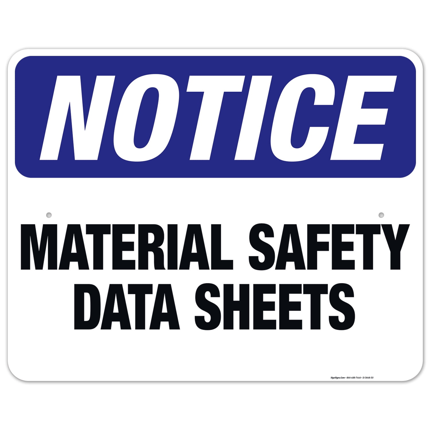 Material Safety Data Sheets Sign, OSHA Notice Sign, 24x30 Aluminum ...