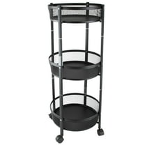 Mainstays 3 Tier Round Metal Utility Cart, Rich Black, Easy Rolling ...