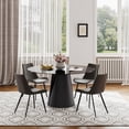 POVISON 47" Modern Black Round Dining Table For 4, Tempered Glass ...